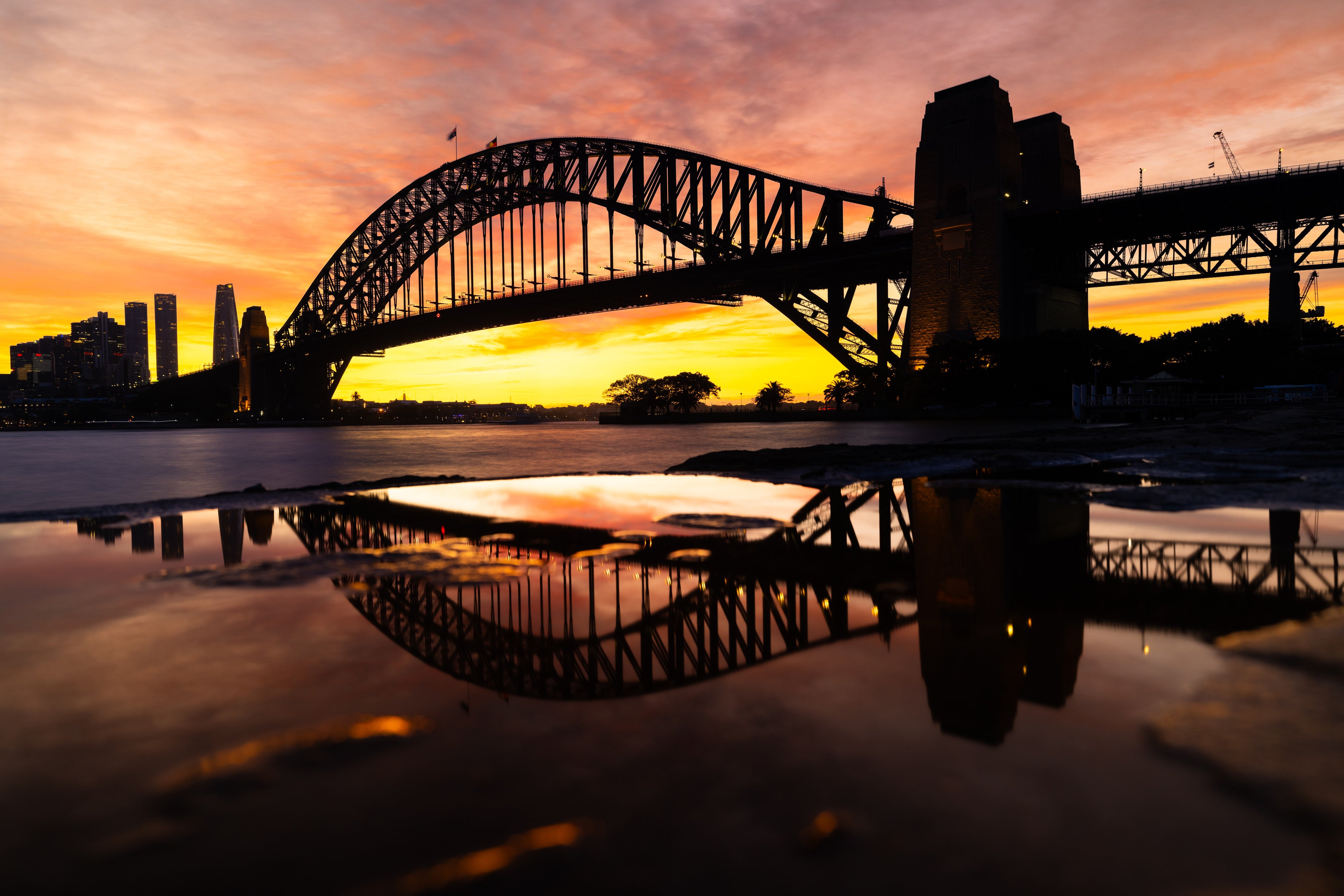 'Harbour Bridge Landscape Puddle' Paper Print – Seansperception Photography